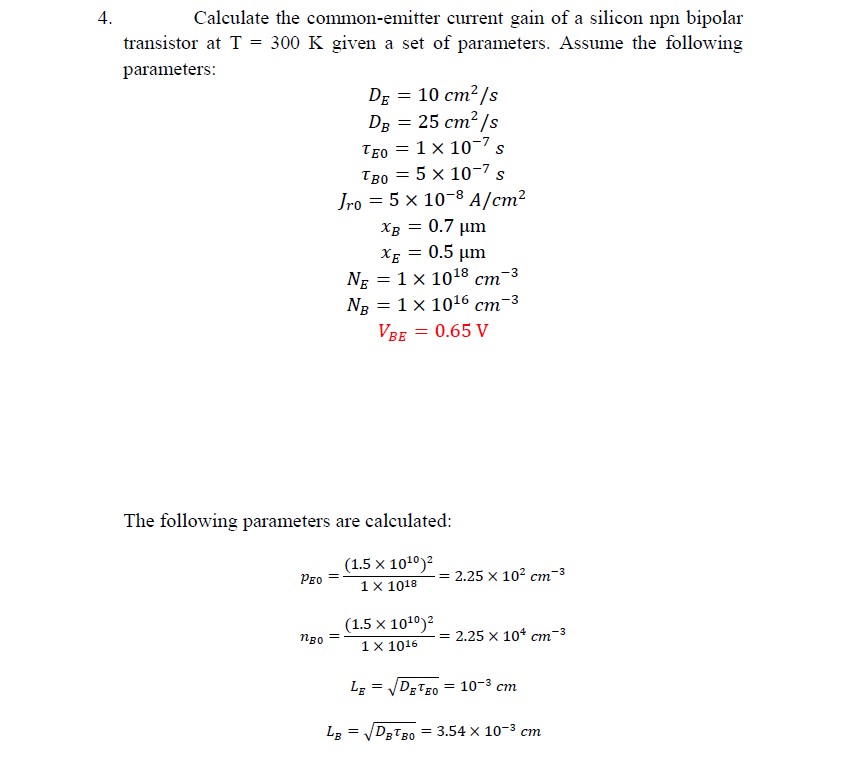 Solved Calculate the common-emitter current gain of a | Chegg.com