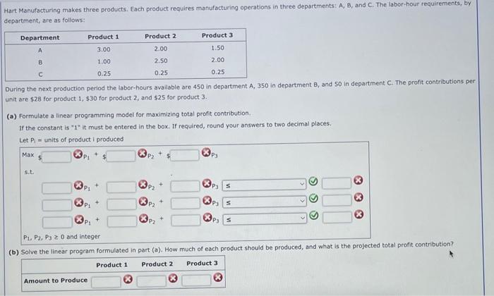 Solved Hart Manufacturing makes three products. Each product | Chegg.com