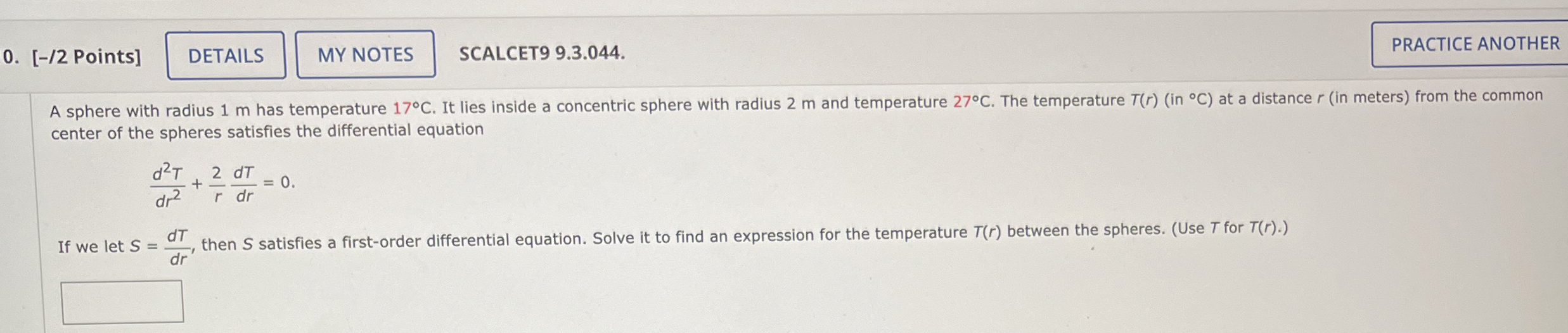 Solved [-/2 ﻿Points]SCALCET9 9.3.044.A sphere with radius 1 | Chegg.com