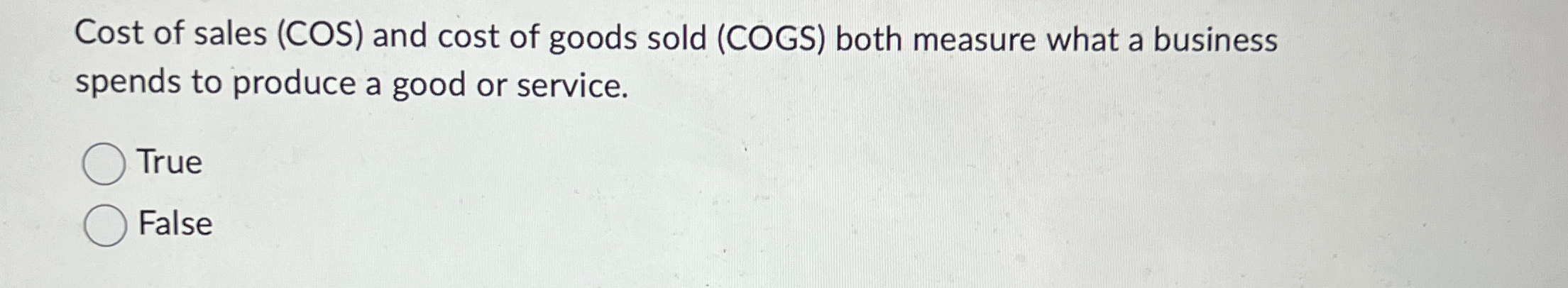 Solved Cost of sales (COS) ﻿and cost of goods sold (COGS) | Chegg.com