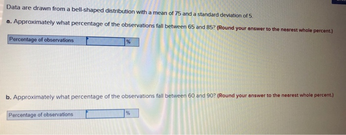 Solved Data are drawn from a bell-shaped distribution with a | Chegg.com