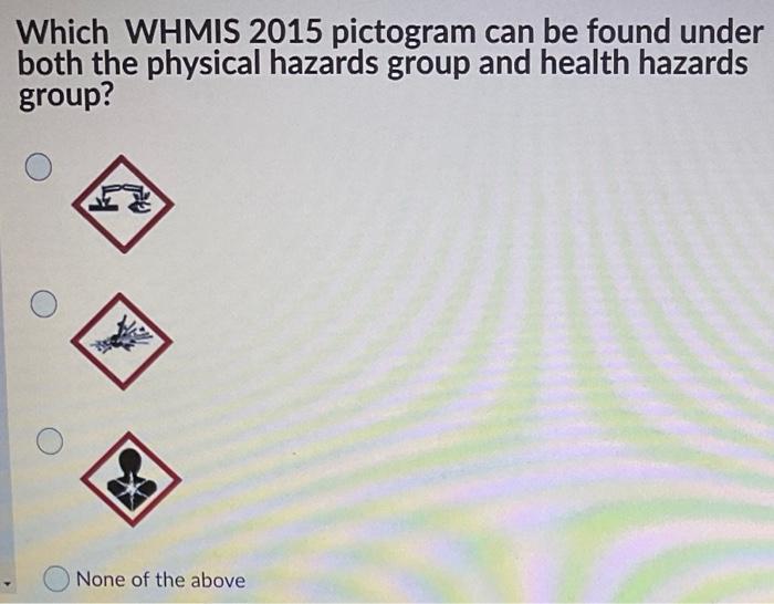 Solved Which WHMIS 2015 pictogram can be found under both | Chegg.com
