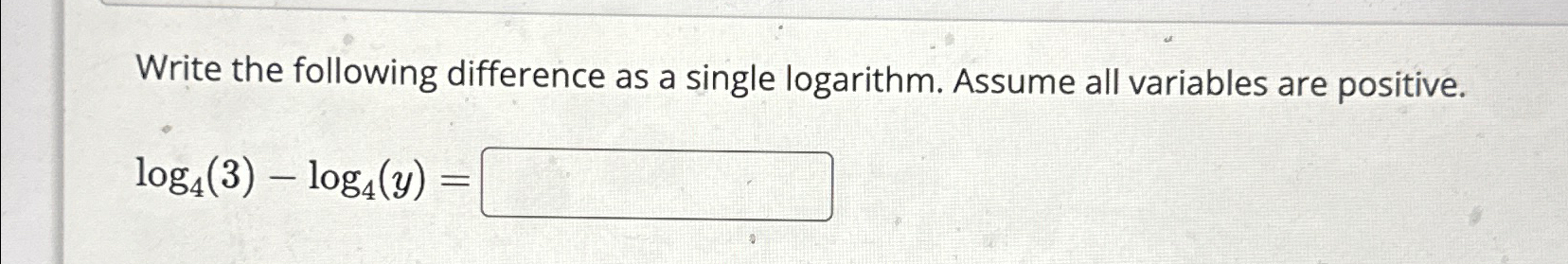Solved Write the following difference as a single logarithm. | Chegg.com