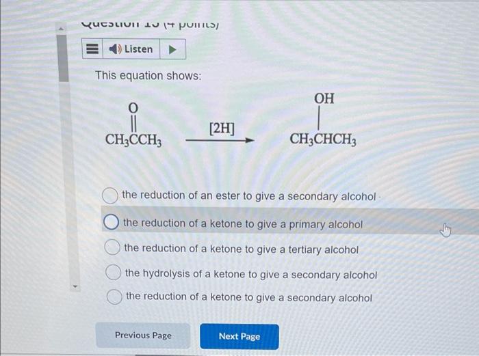 This equation shows: the reduction of an ester to | Chegg.com