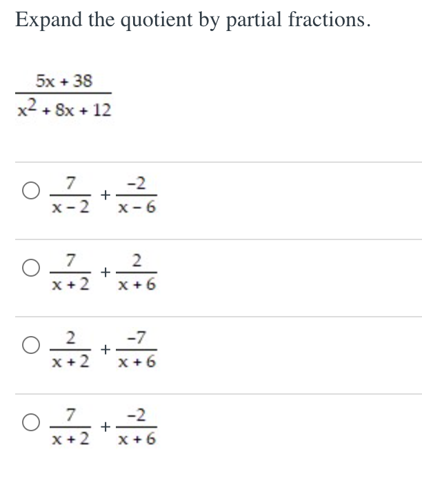 Solved Expand the quotient by partial | Chegg.com