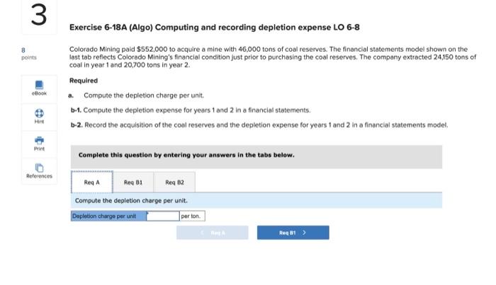 Solved 3 8 points Exercise 6-18A (Algo) Computing and | Chegg.com