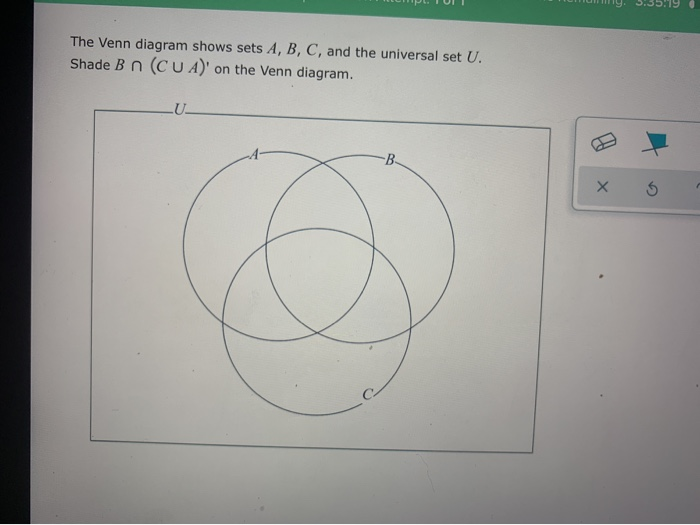 Solved The Venn diagram shows sets A, B, C, and the | Chegg.com