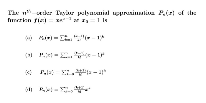 Solved The nth -order Taylor polynomial approximation Pn(x) | Chegg.com