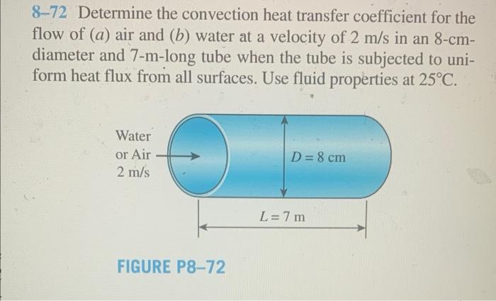 Solved 8-72 Determine the convection heat transfer | Chegg.com