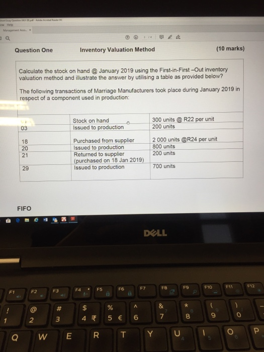 Solved Question One Inventory Valuation Method (10 marks) | Chegg.com