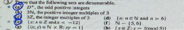 Solved Peve that the following sets are denumerable. D. the | Chegg.com