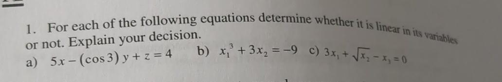 Solved For each of the following equations determine whether | Chegg.com