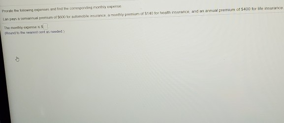 Solved Prorate the following expenses and find the | Chegg.com