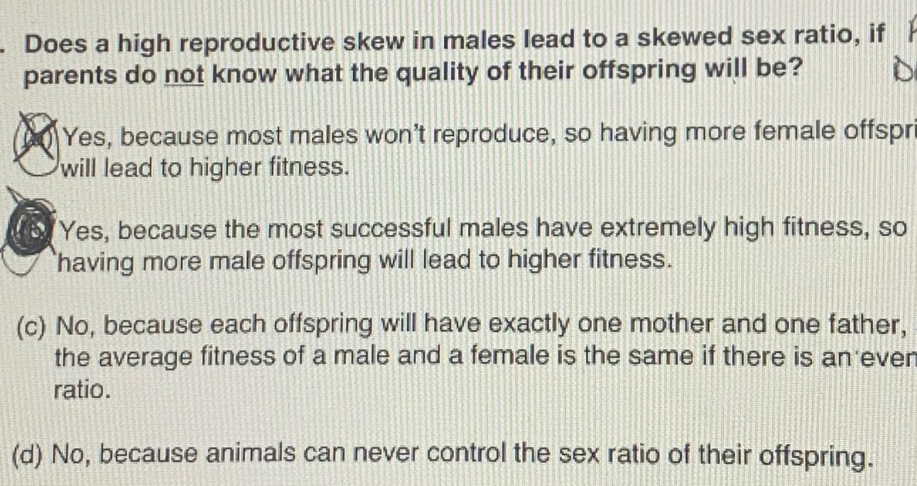 Solved Does A High Reproductive Skew In Males Lead To A