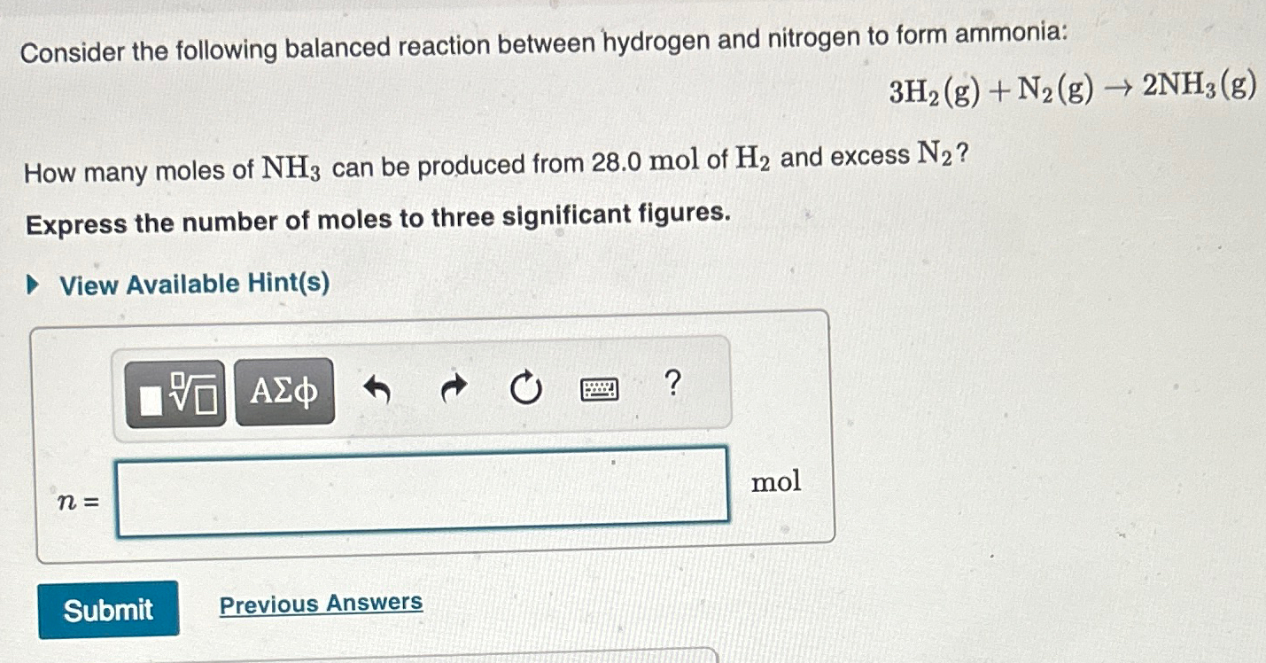 Solved Consider the following balanced reaction between | Chegg.com