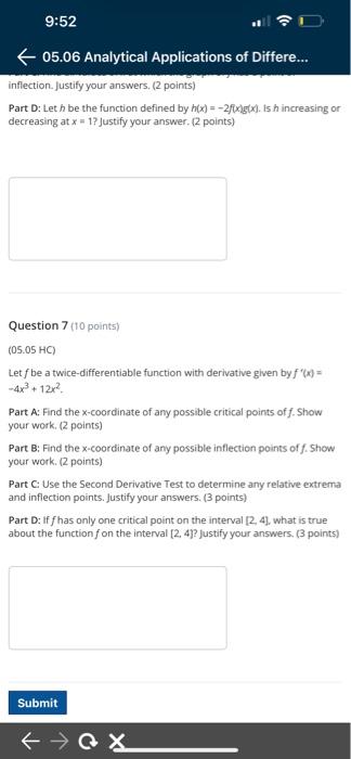 Solved inflection. Justify your answers, (2 points) Part D: | Chegg.com