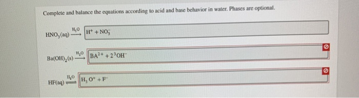 Solved Complete and balance the equations according to acid | Chegg.com