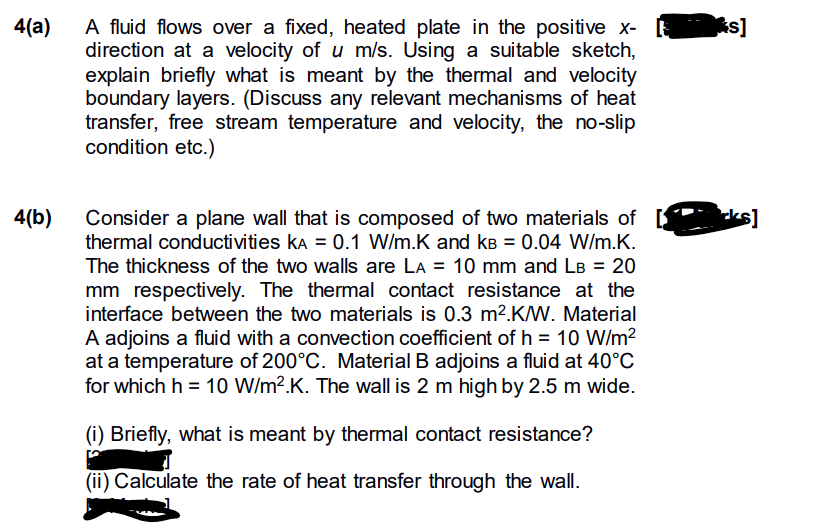 Solved 4(a) ﻿A fluid flows over a fixed, heated plate in the | Chegg.com