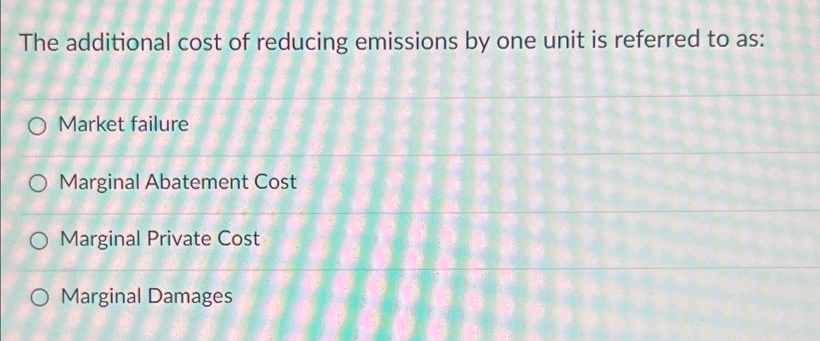 Solved The additional cost of reducing emissions by one unit | Chegg.com