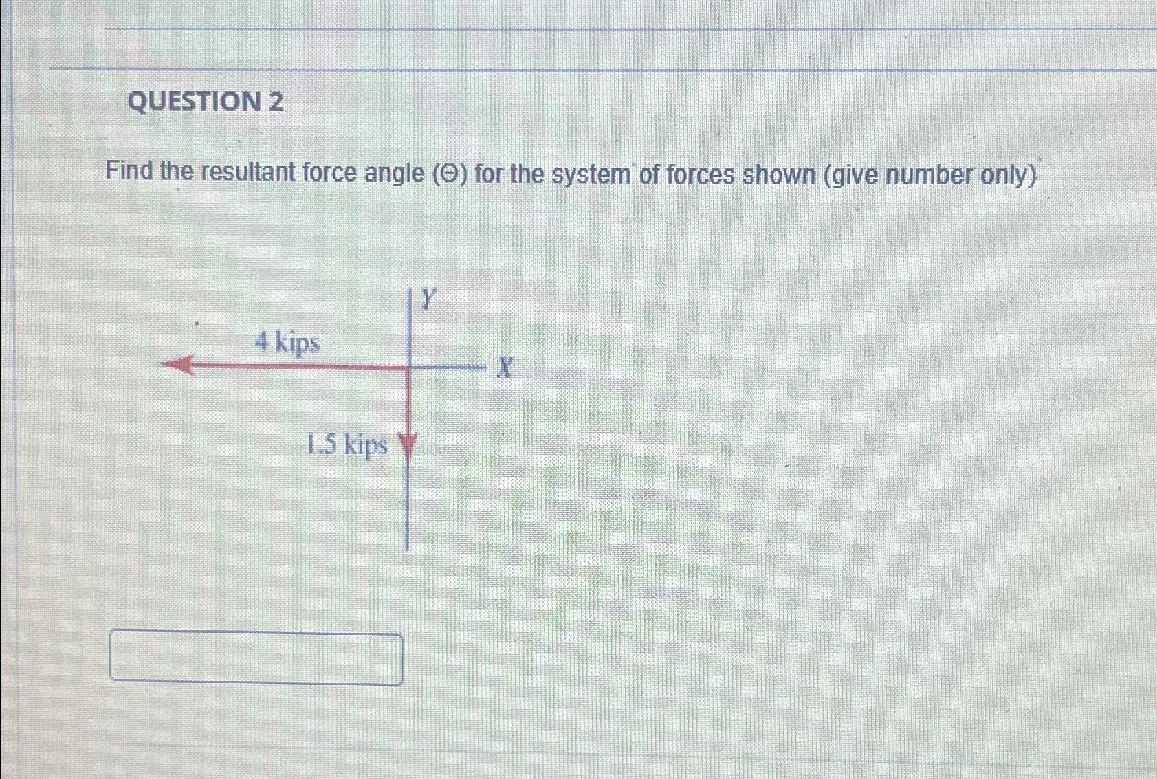 Solved QUESTION 2Find the resultant force angle (Θ) ﻿for the | Chegg.com