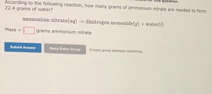 Solved According to the following reaction, how many grams | Chegg.com