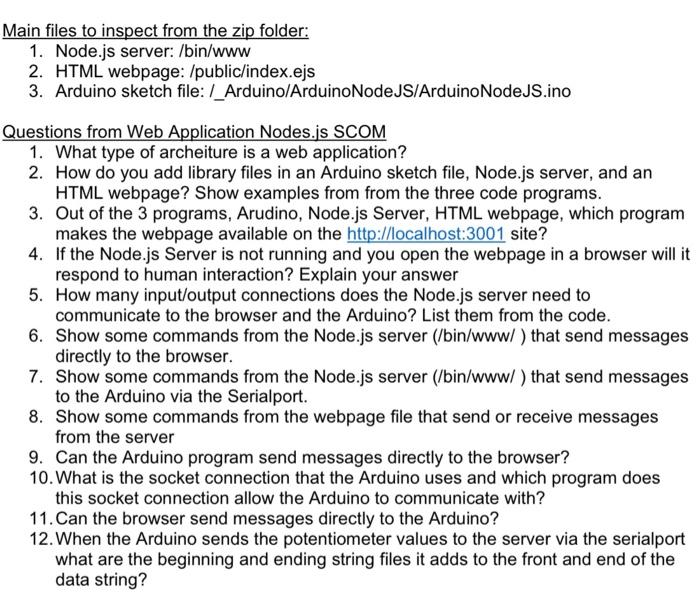Main files to inspect from the zip folder: 1. Node.js | Chegg.com