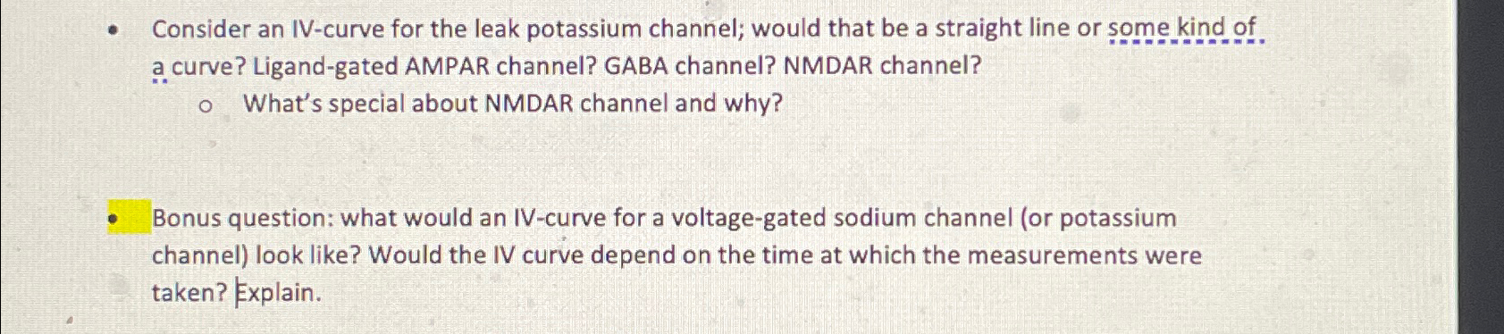 Solved Consider an IV-curve for the leak potassium channel; | Chegg.com