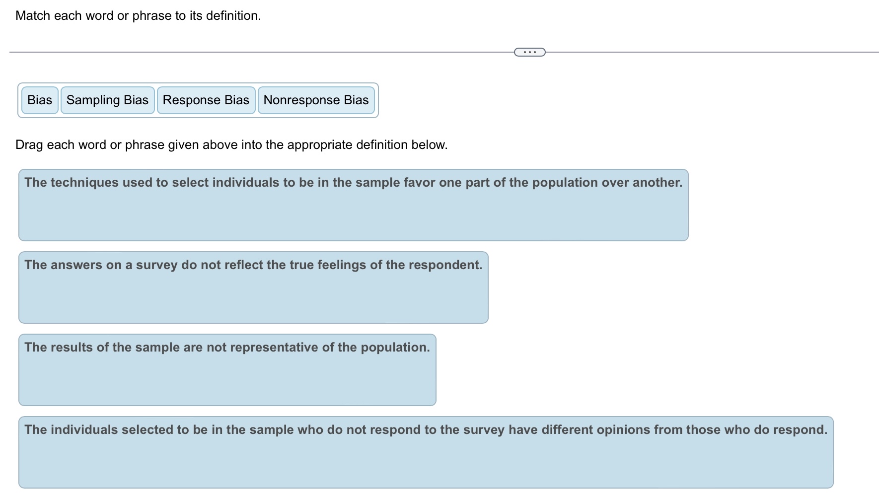 Solved Match each word or phrase to its definition.BiasDrag | Chegg.com