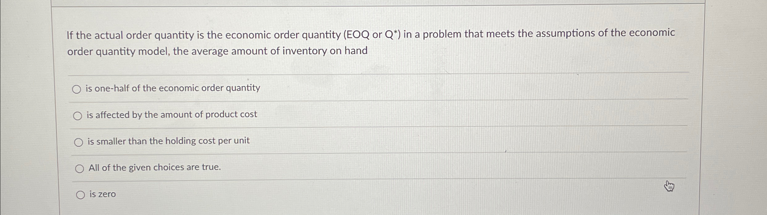 Solved If the actual order quantity is the economic order | Chegg.com