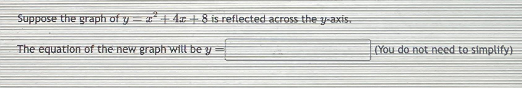Solved Suppose the graph of y=x2+4x+8 ﻿is reflected across | Chegg.com