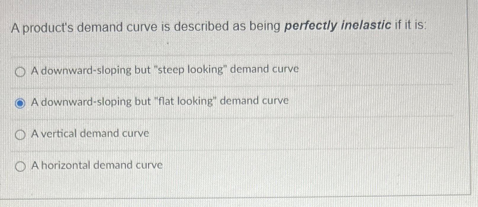 Solved A product's demand curve is described as being | Chegg.com