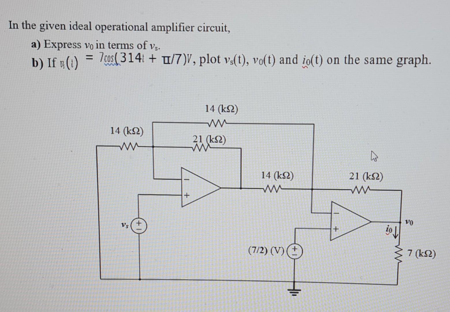 Solved In the given ideal operational amplifier circuit, a) | Chegg.com