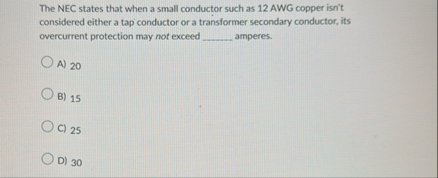 Solved The NEC states that when a small conductor such as 12 | Chegg.com