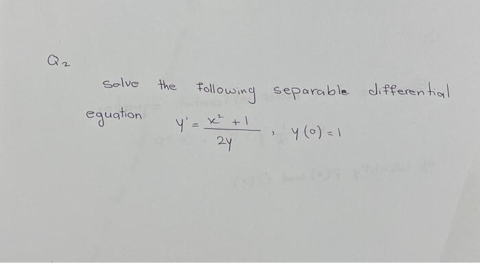 Solved Solve the following separable differential eguation | Chegg.com