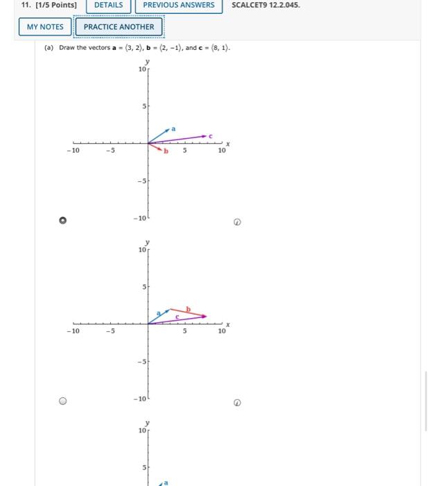 Solved (a) Draw the vectors a= 3,2 ,b= 2,−1 , and | Chegg.com