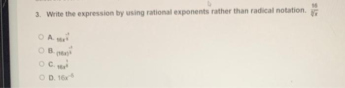 Solved 3. Write the expression by using rational exponents | Chegg.com