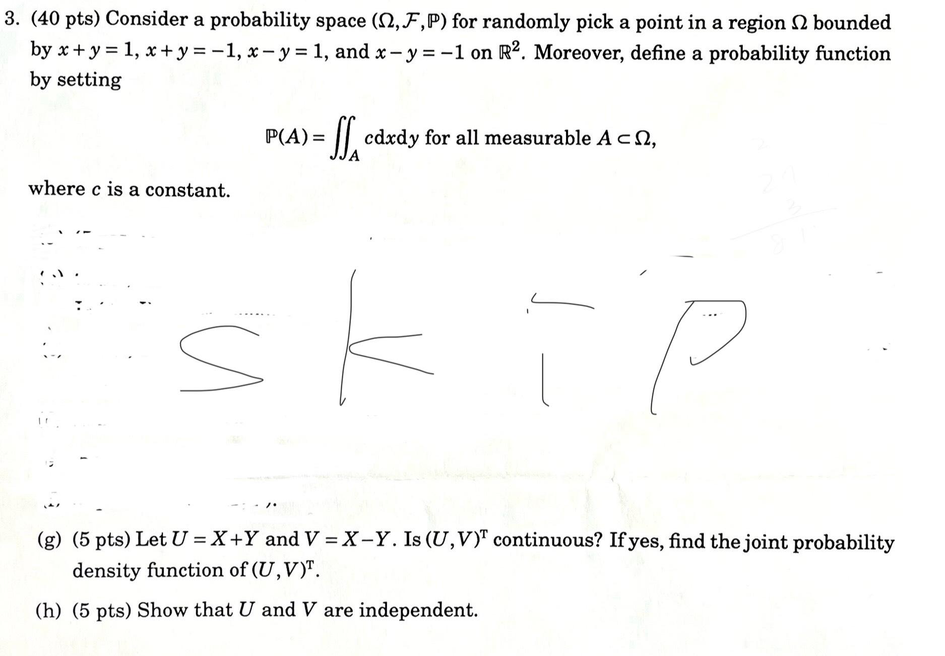 Solved ( 40pts ) ﻿Consider a probability space (Ω,F,P) ﻿for | Chegg.com
