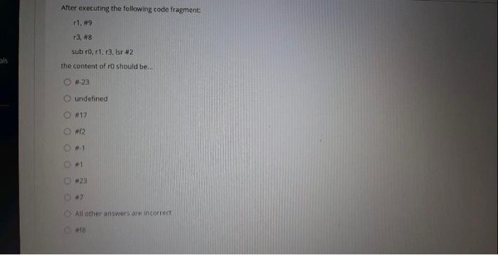 Solved After executing the following code fragment 1.9 r3, | Chegg.com