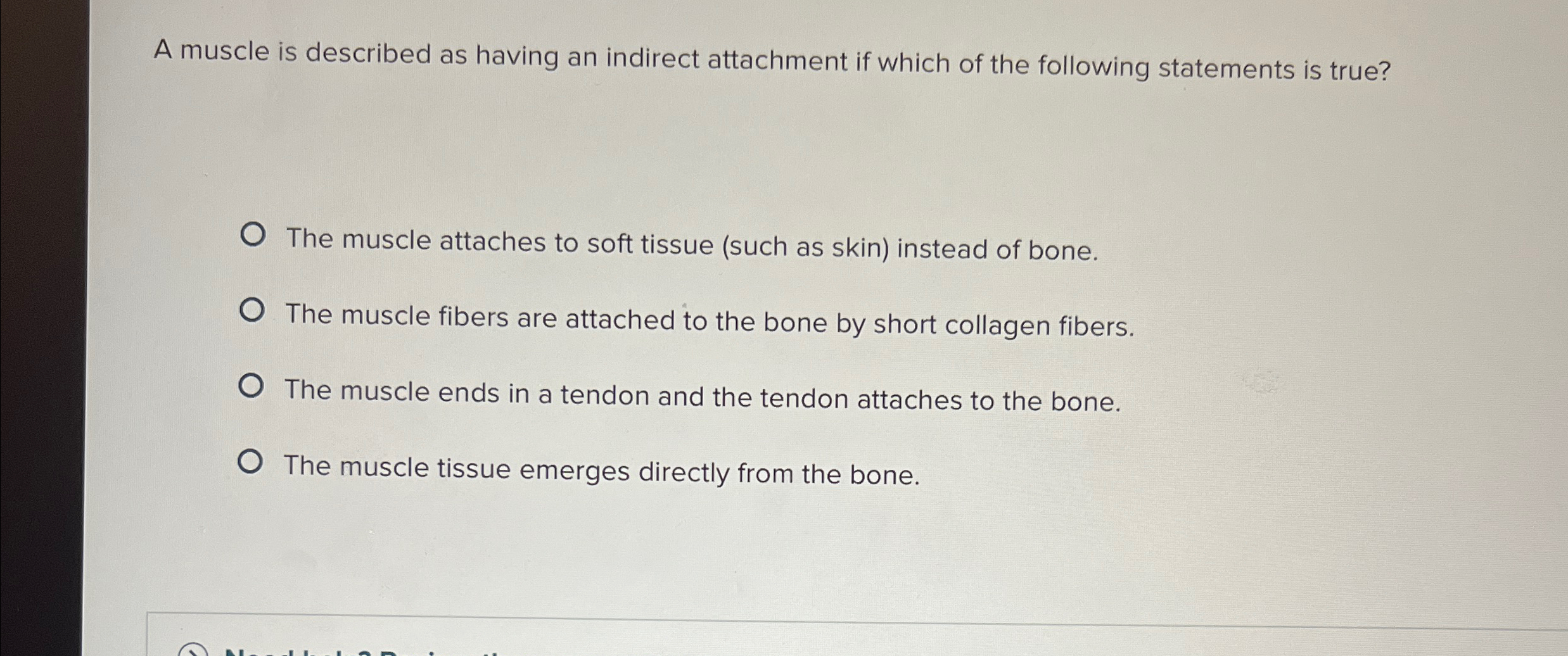 Solved A muscle is described as having an indirect | Chegg.com