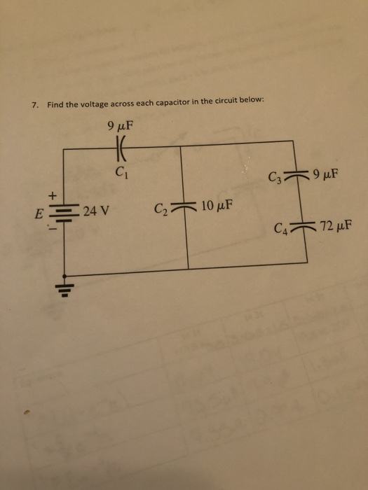Solved 7. Find the voltage across each capacitor in the | Chegg.com