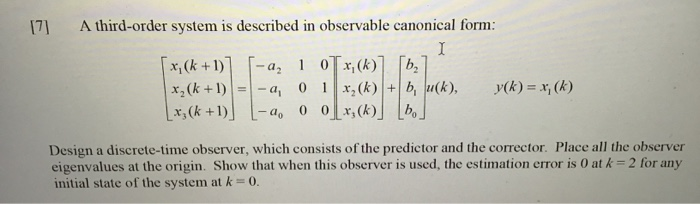 [7] A third-order system is described in observable | Chegg.com