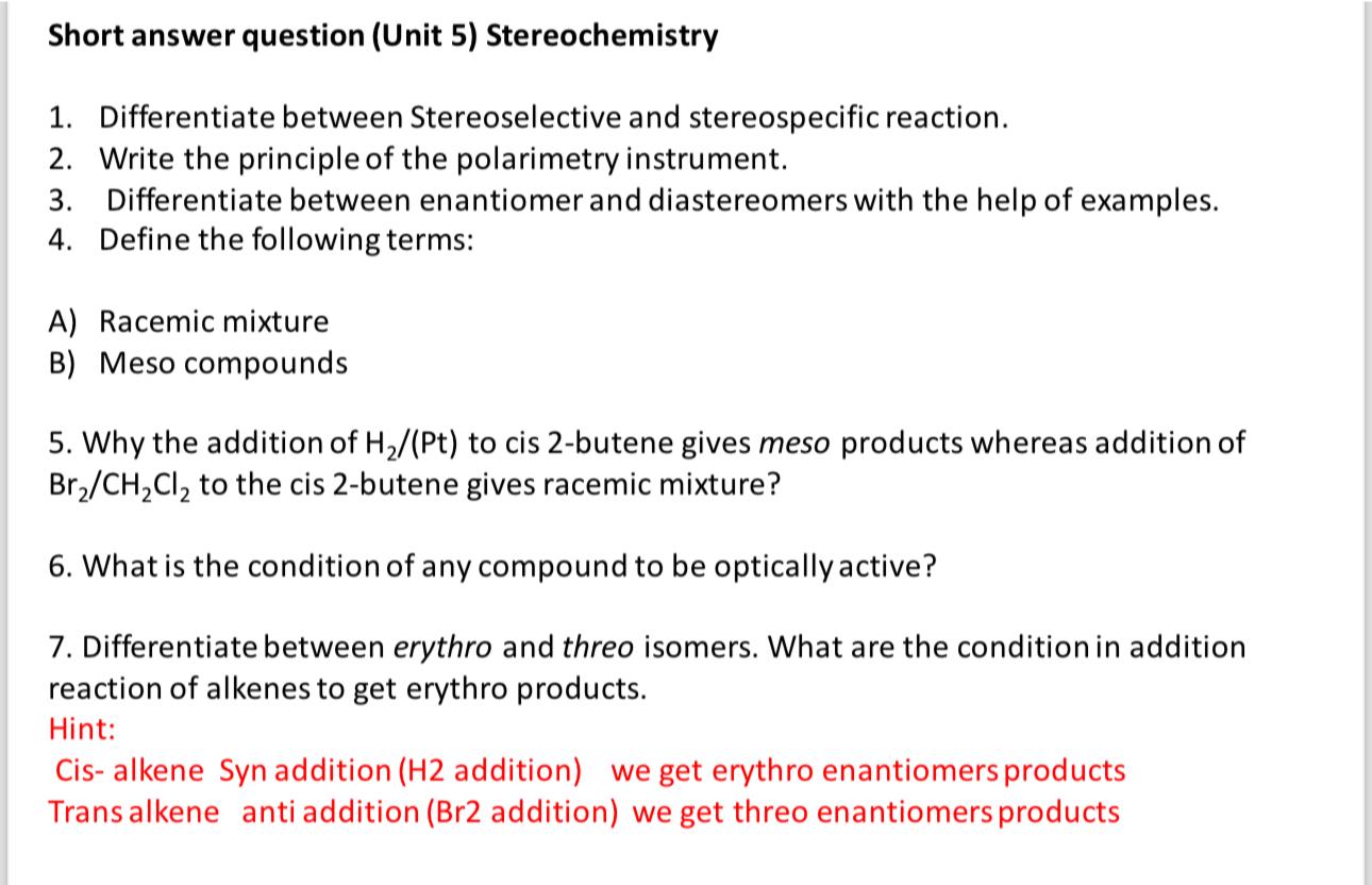 Solved Short answer question (Unit 5) | Chegg.com
