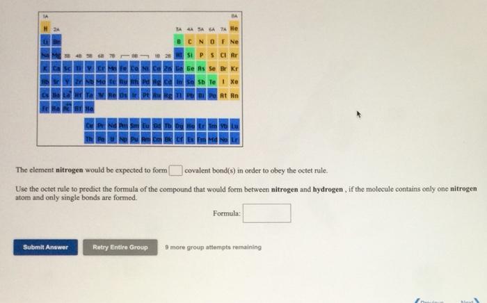 Solved The element nitrogen would be expected to form ____ | Chegg.com