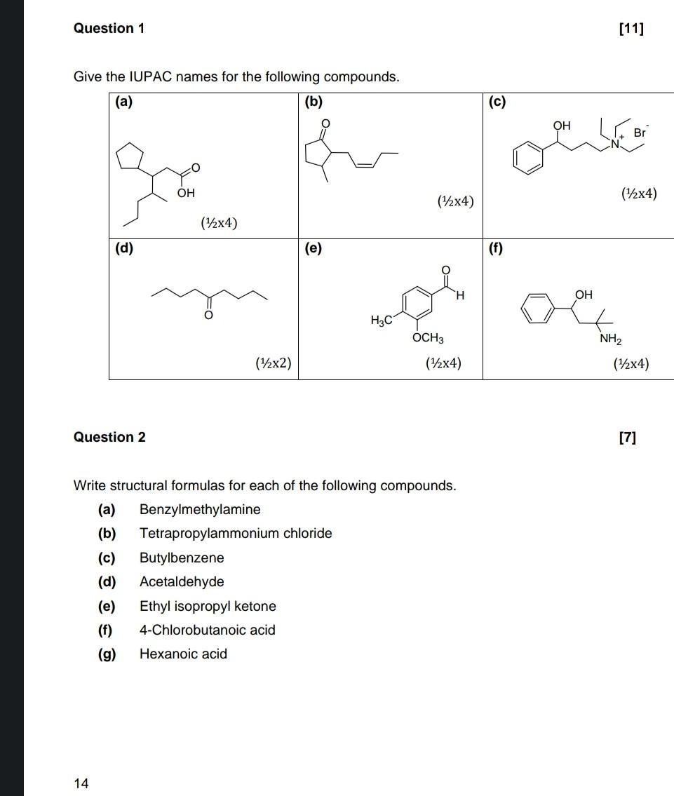Solved Give the IUPAC names for the following compounds. | Chegg.com