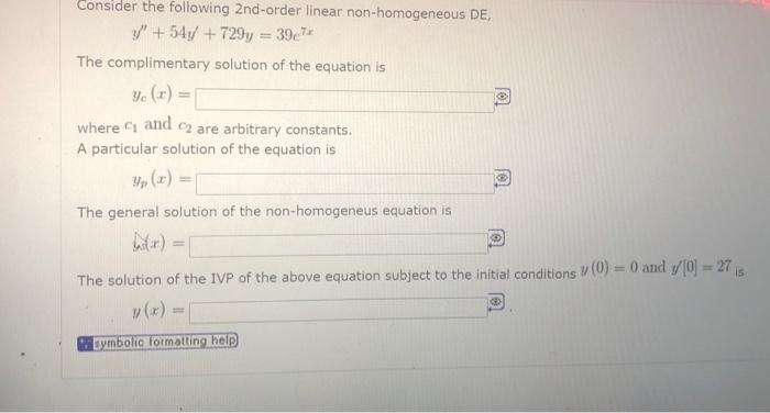 Solved Consider the following 2nd-order linear | Chegg.com