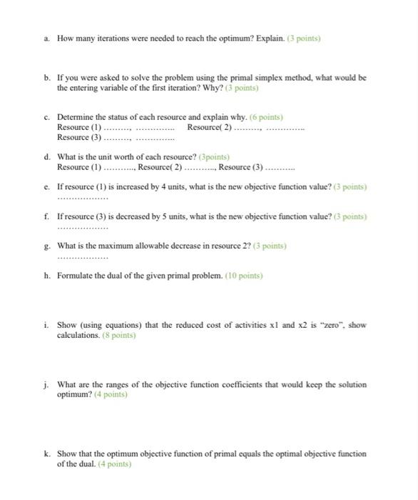 Solved 1- The following shows the LINDO output of the | Chegg.com