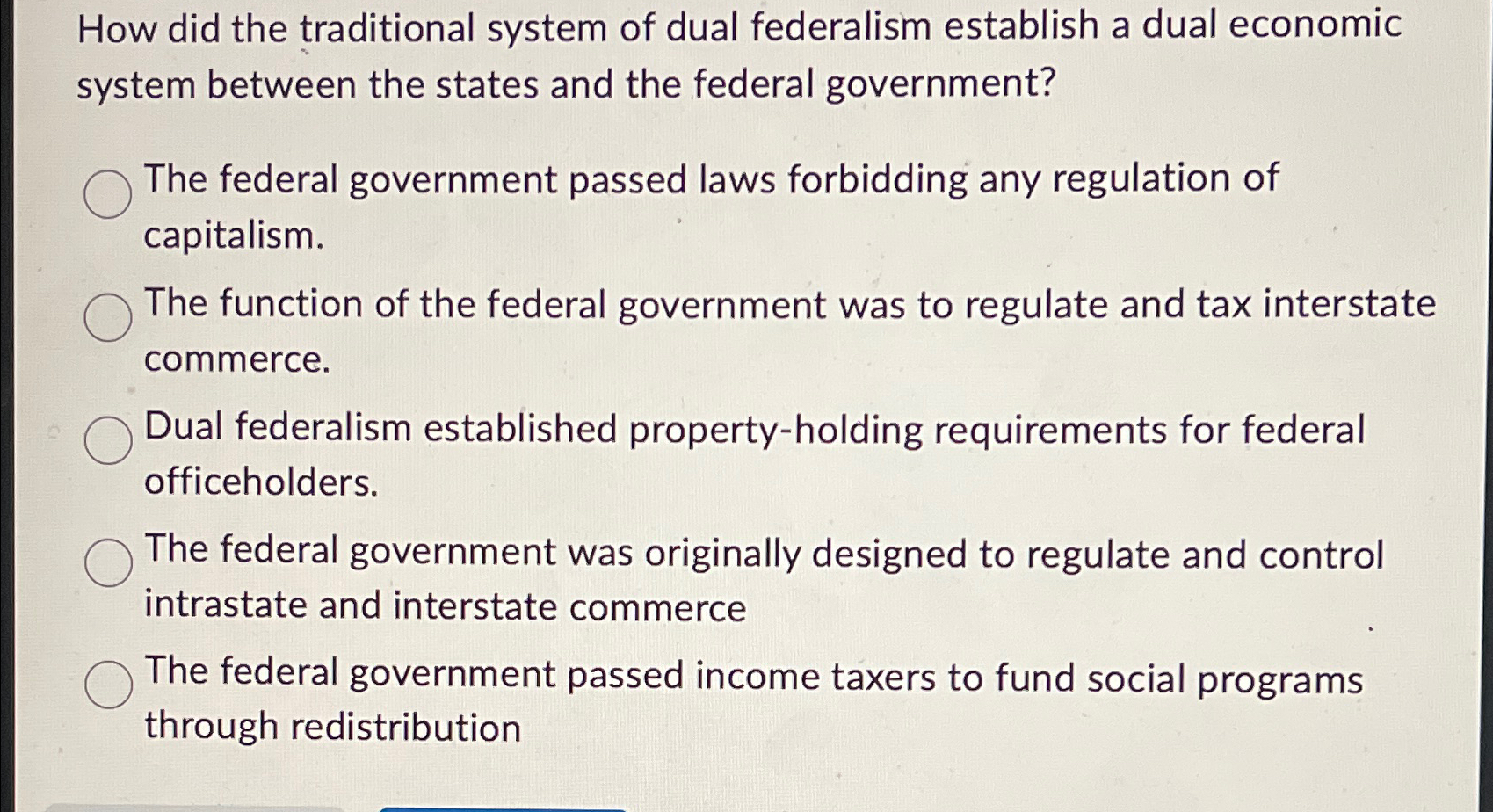 Solved How did the traditional system of dual federalism | Chegg.com
