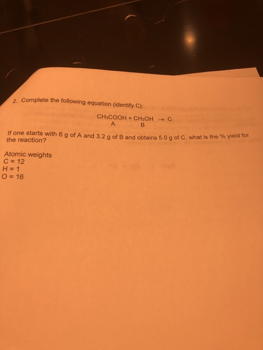 Solved 2. Complete the following equation (identify C): | Chegg.com