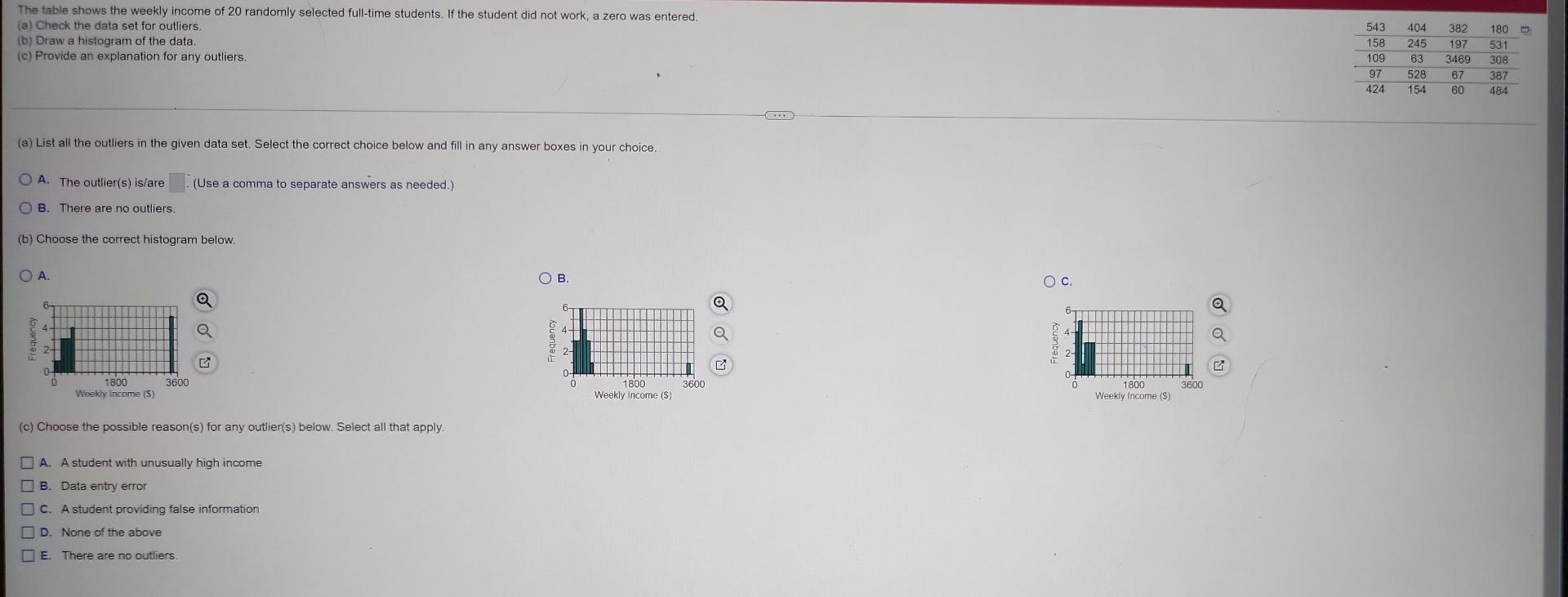 Solved The table shows the weekly income of 20 randomly | Chegg.com