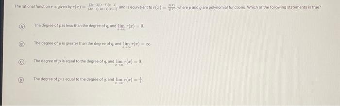 Solved The rational function r is given by | Chegg.com